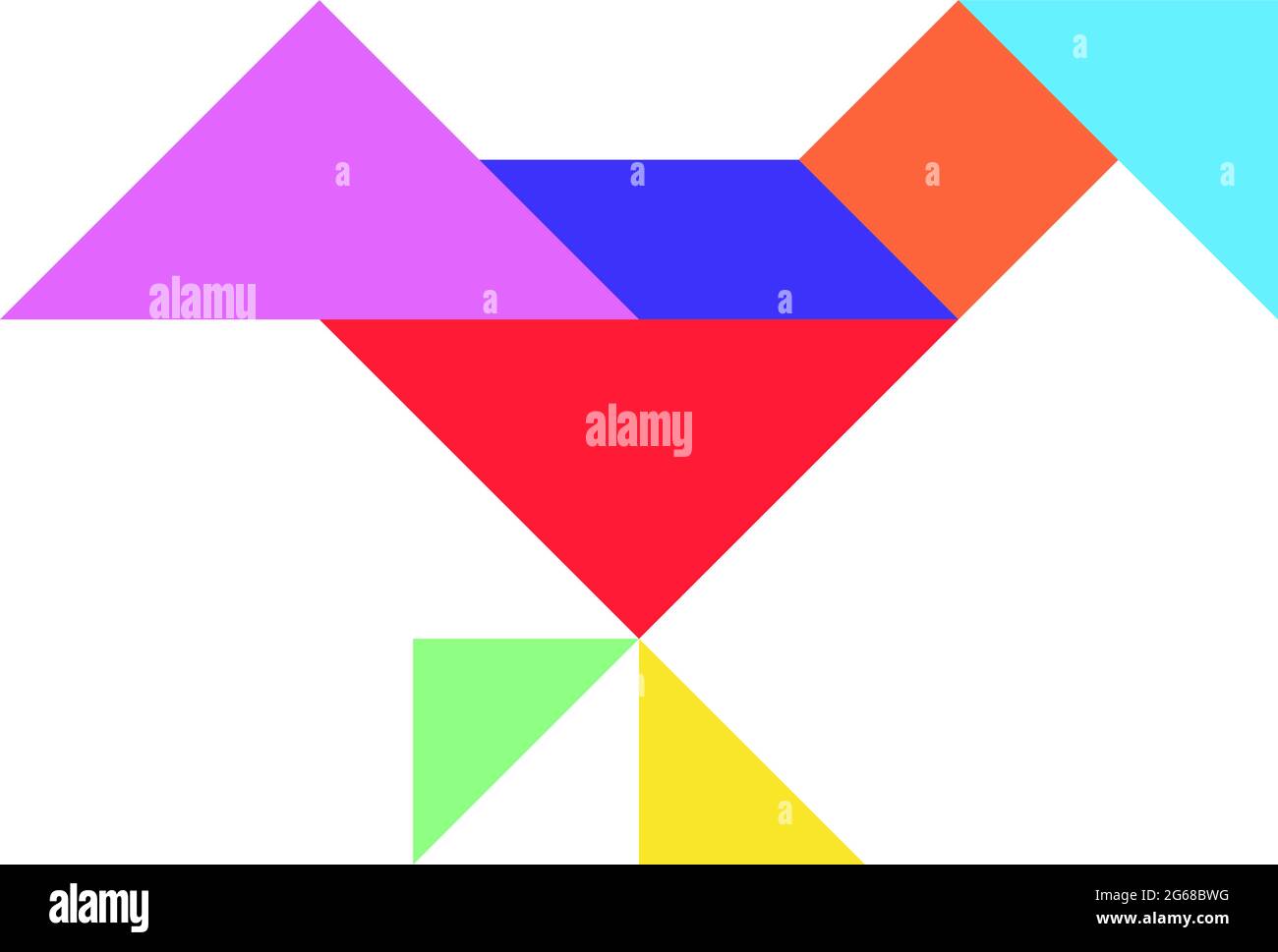 Color tangram puzzle in bird shape on white background Stock Vector ...