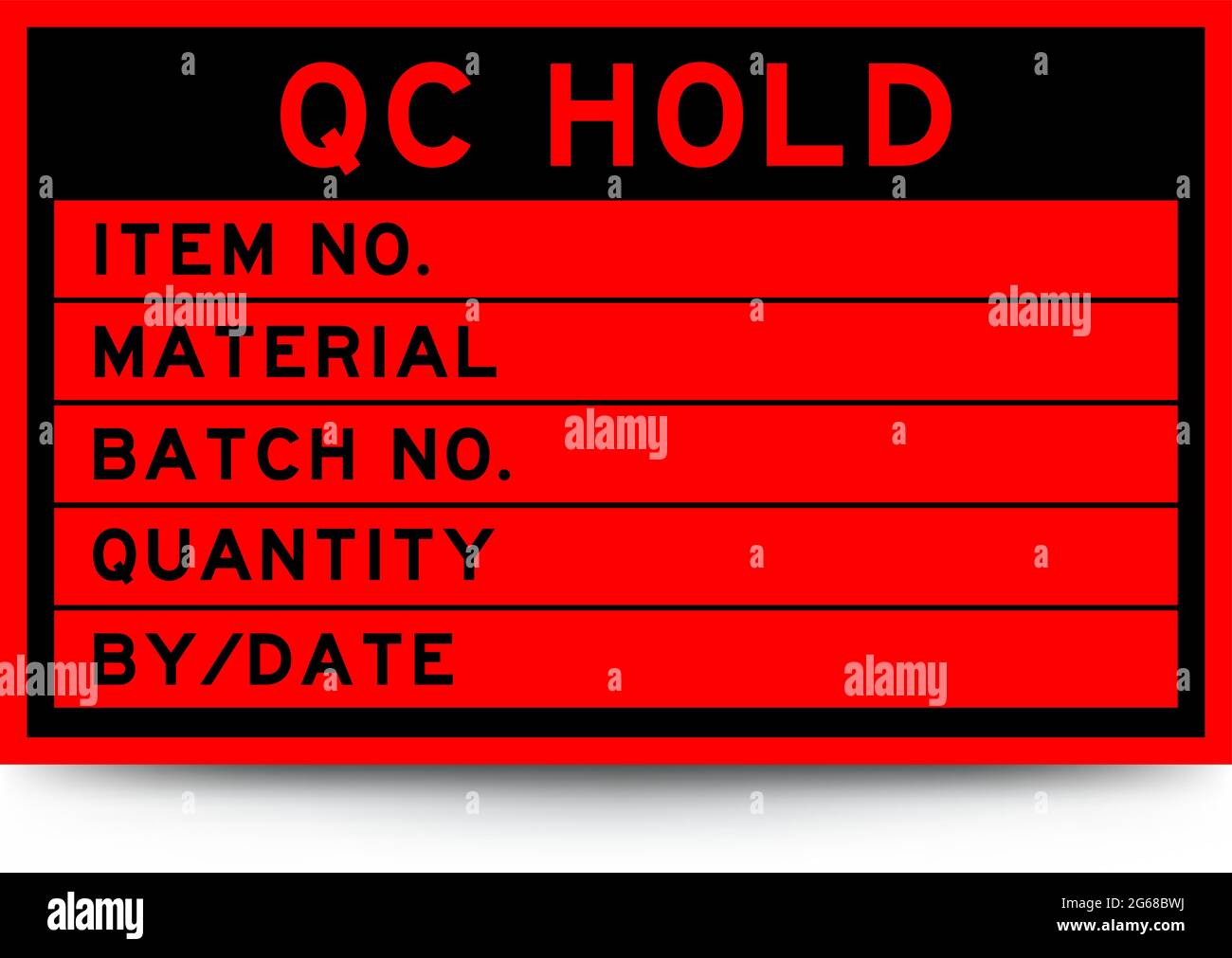 Square red color label banner with headline in word hold and detail on ...