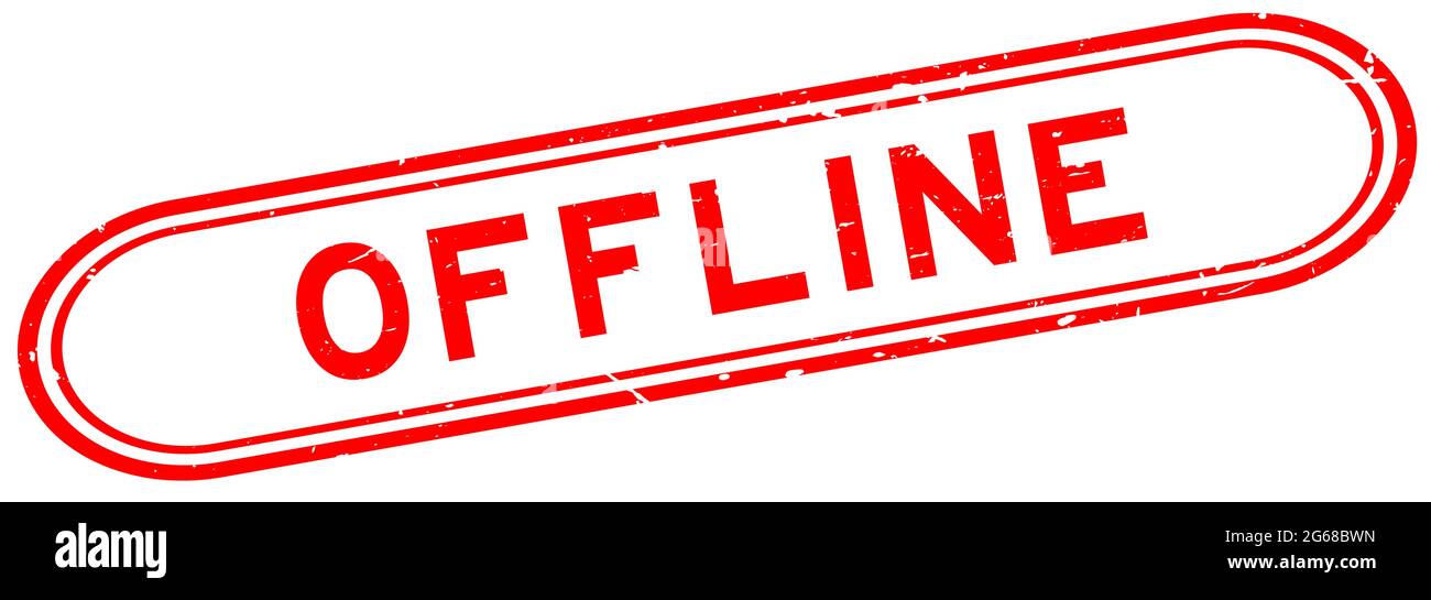 Grunge red offline word rubber seal stamp on white background Stock ...
