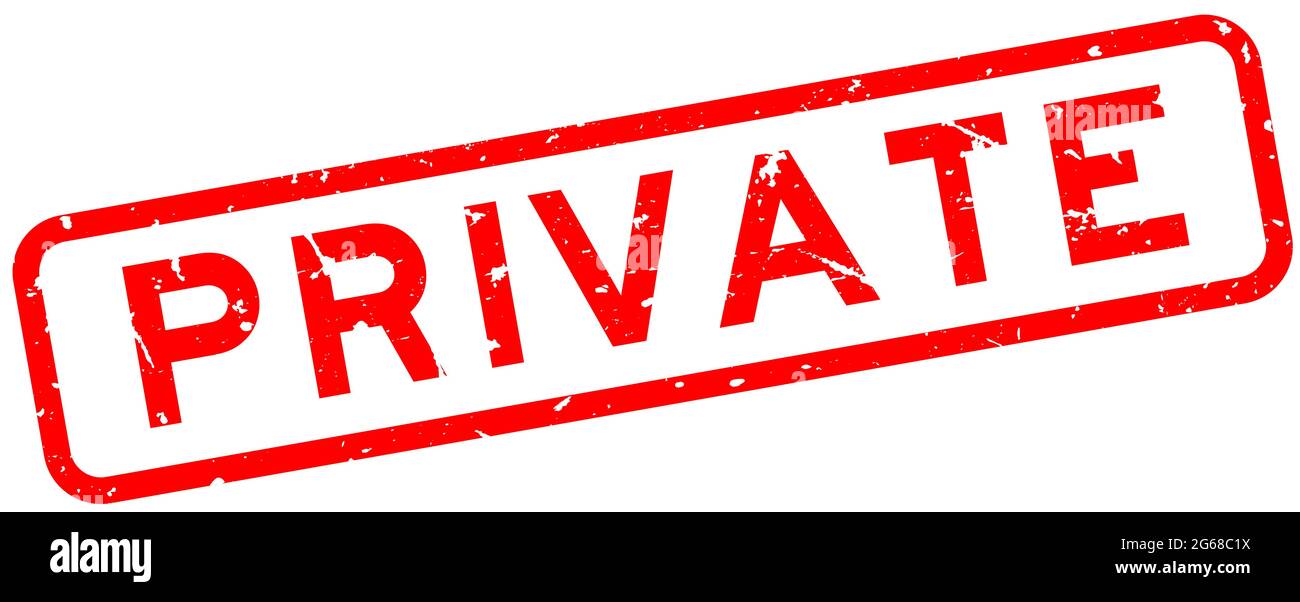 Grunge red private word square rubber seal stamp on white background ...