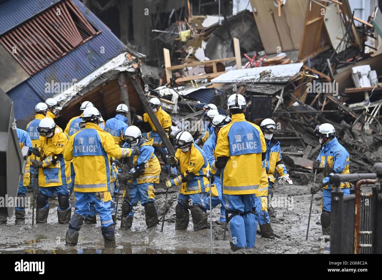 Shizuoka, Japan. 4th July, 2021. Search and rescue operations for ...