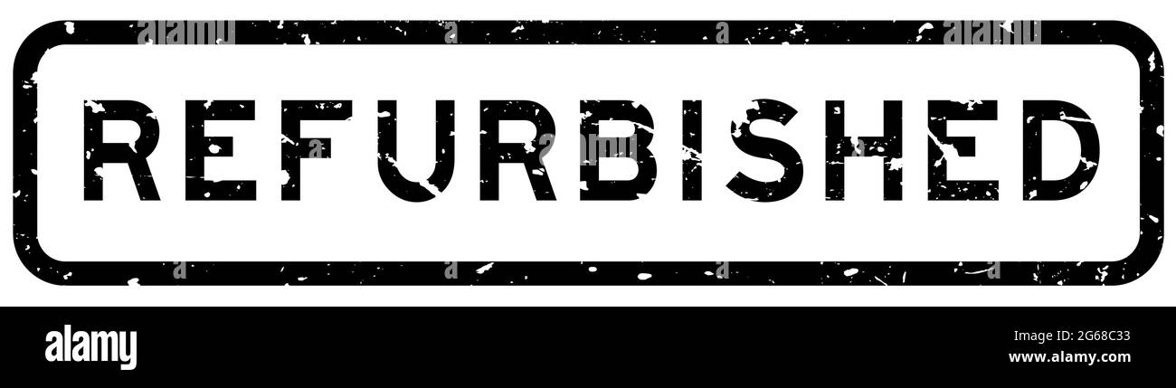 Grunge black refurbished word square rubber seal stamp on white ...