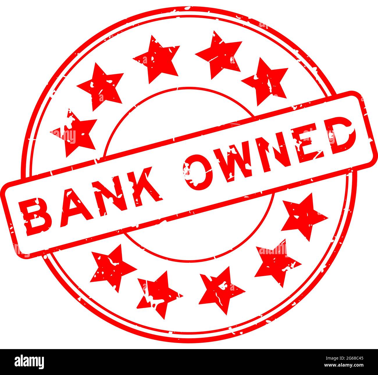 Grunge red bank owned word with star icon round rubber seal stamp on ...