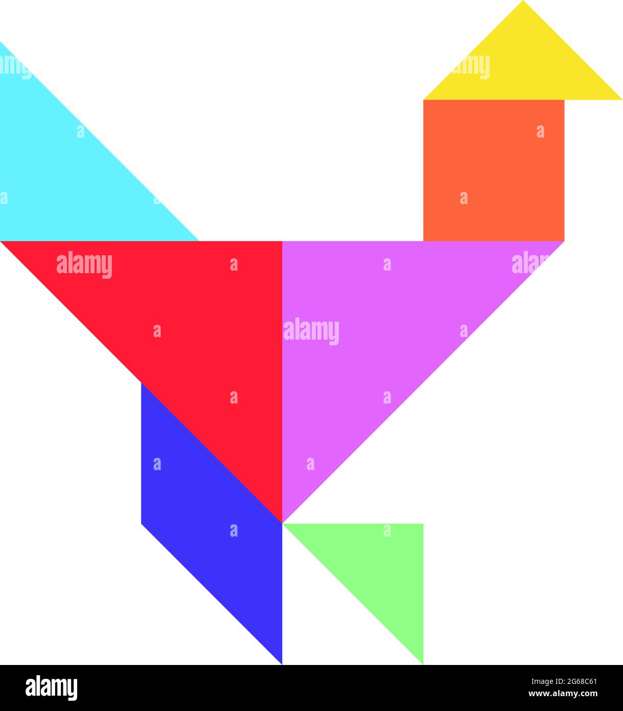 Color tangram puzzle in bird shape on white background Stock Vector ...
