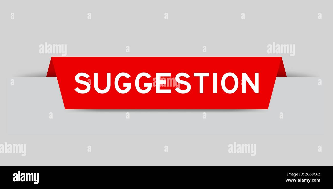 Red color inserted label with word suggestion on gray background Stock ...