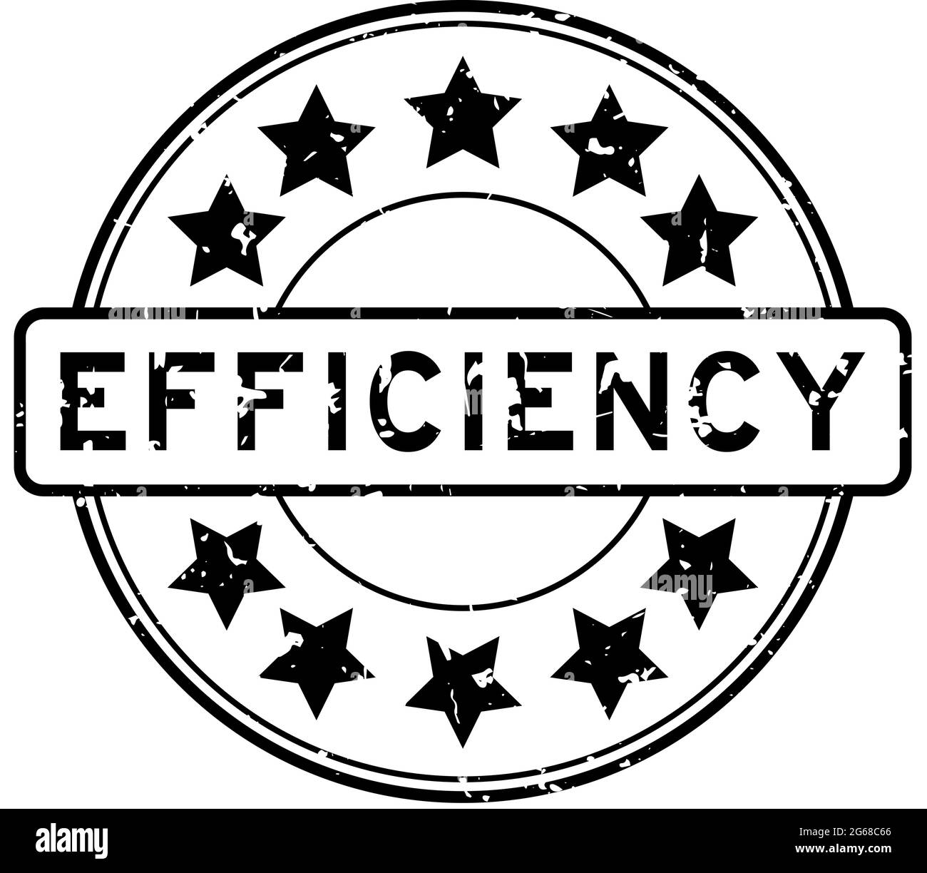 Grunge black efficiency word with star icon round rubber seal stamp on ...