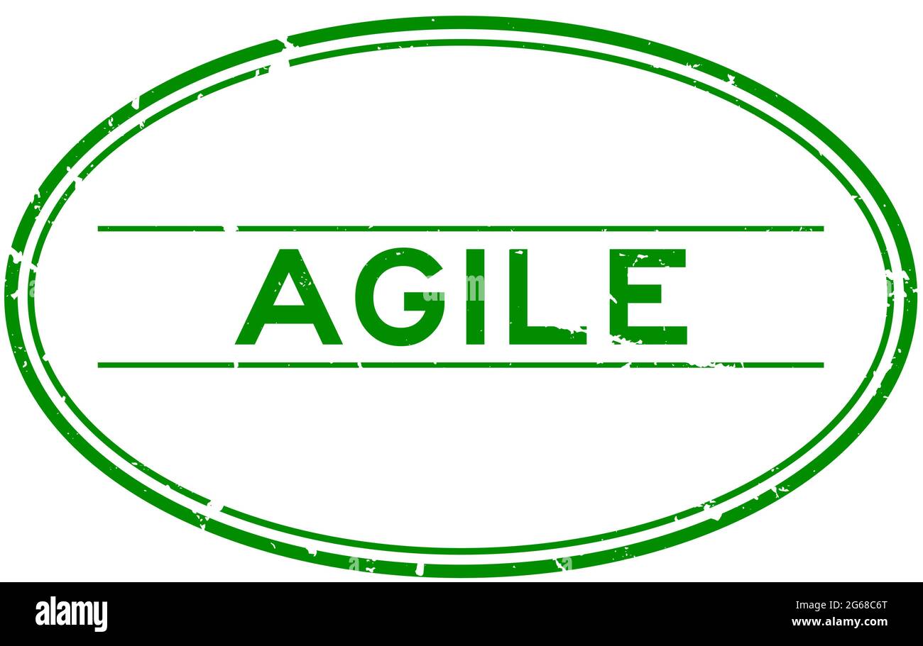 Grunge green agile word oval rubber seal stamp on white background ...