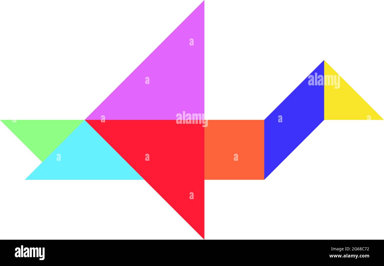 Color tangram puzzle in flying bird shape on white background Stock ...