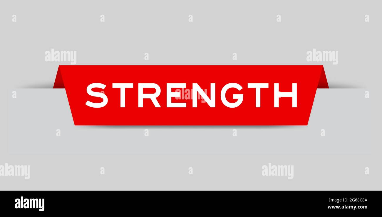 Red color inserted label with word strenth on gray background Stock ...