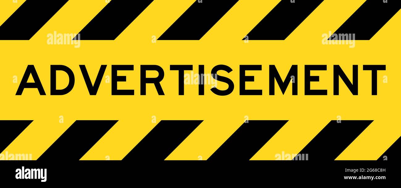 Yellow and black color with line striped label banner with word ...