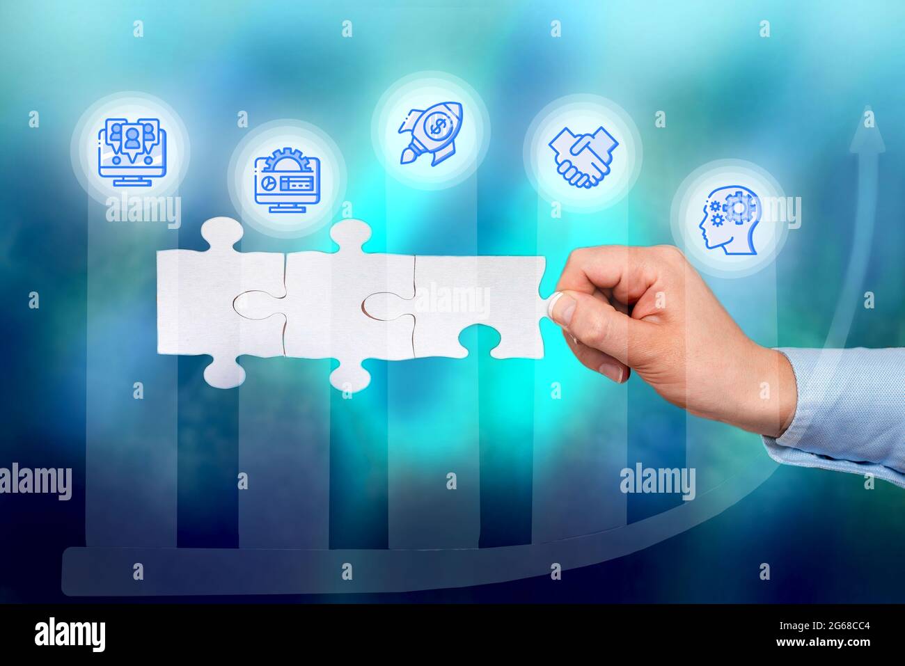 Hand Holding Jigsaw Puzzle Piece Unlocking New Futuristic Technologies ...