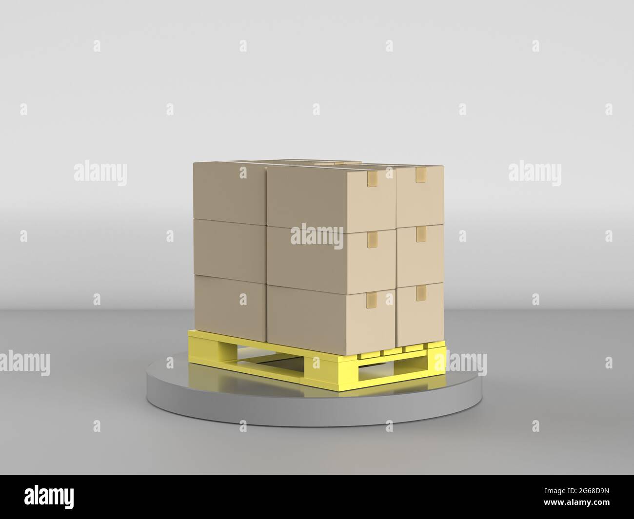 3d rendering stack of cardboard boxes on plastic pallet Stock Photo - Alamy