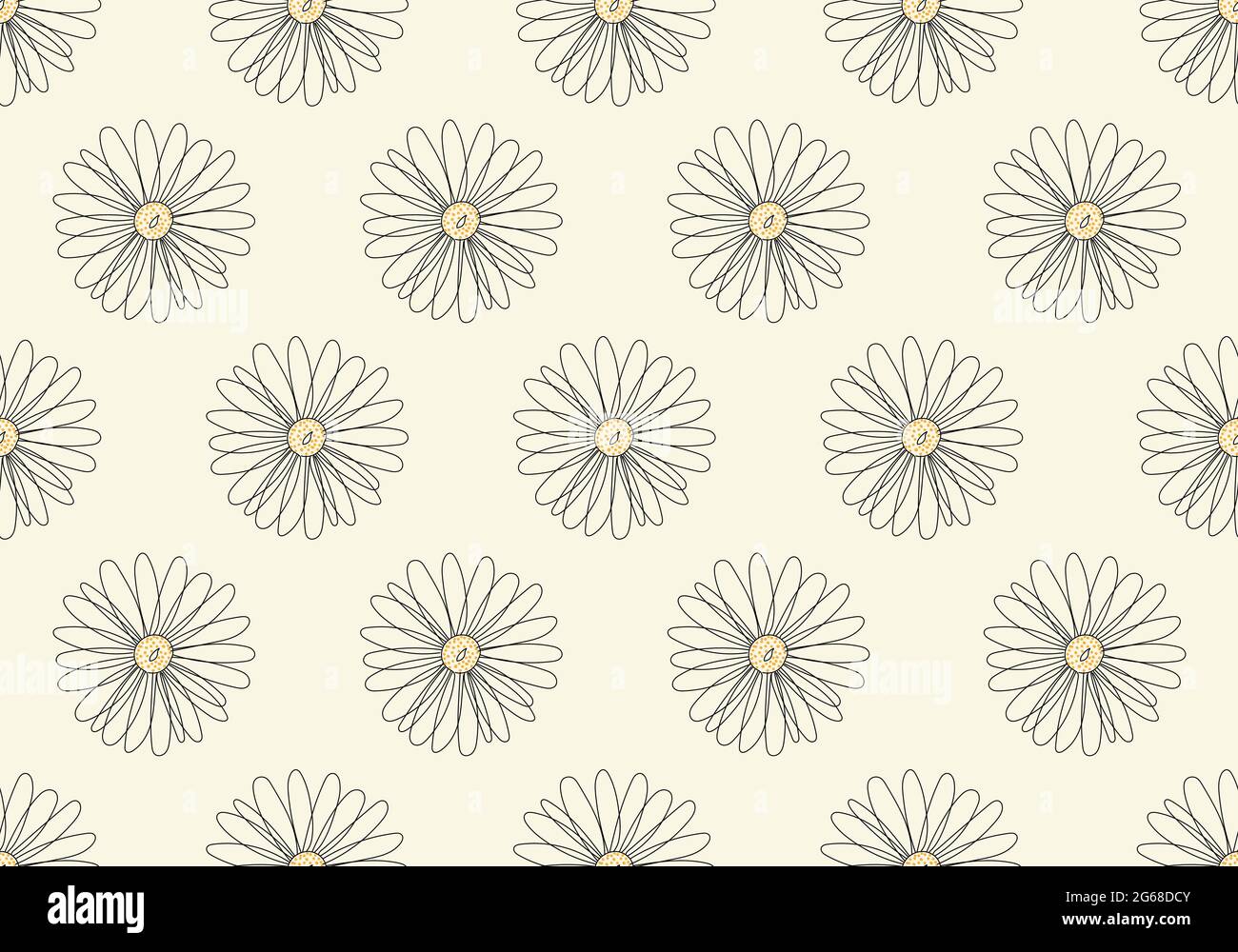 Abstract seamless pattern hand drawn line flower isolated on white ...