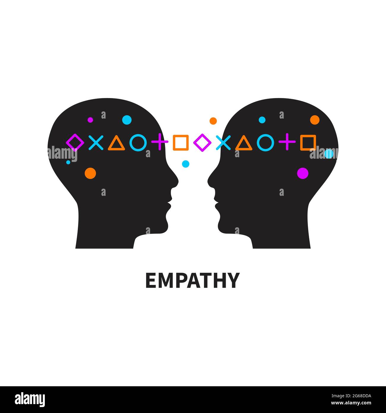 Two profiles and relationship between them. Icon of therapy ...