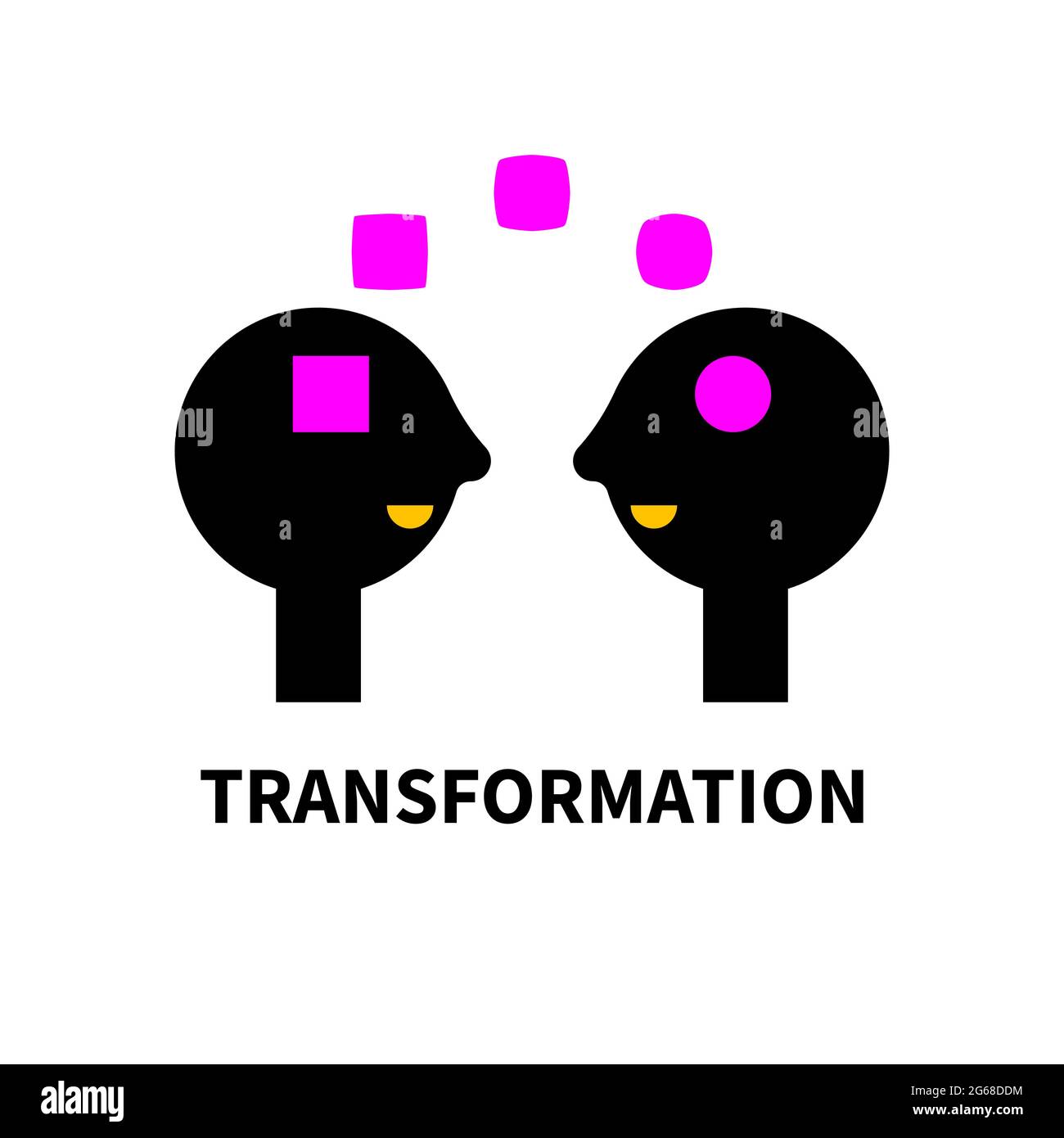 Transformation abstract icon. Coaching logo with two profiles ...