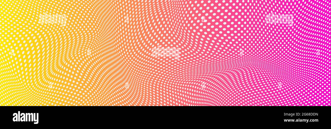 Wide banner with abstract distorted structure in form of dots ...