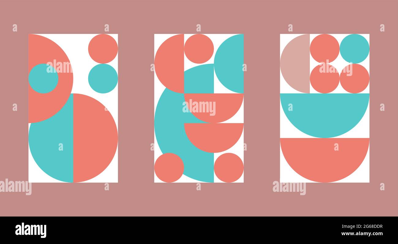 Set of patterns in Bauhaus style for interior posters. Swiss style ...