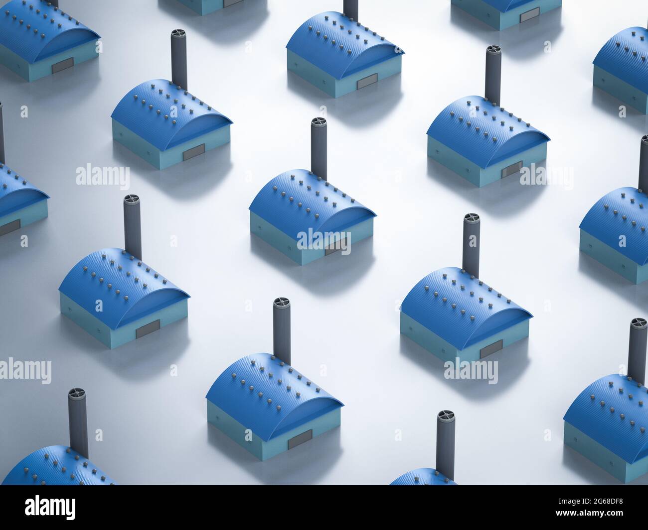 3d rendering factory exterior model with smokestack Stock Photo - Alamy