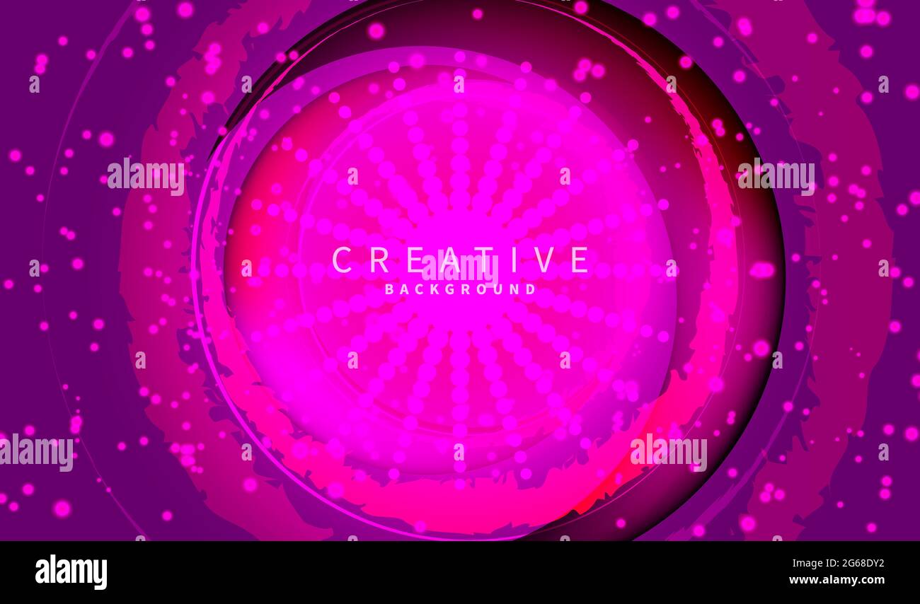 Pink bright backgrop with roun frame and sparcles. Psychodelic template ...