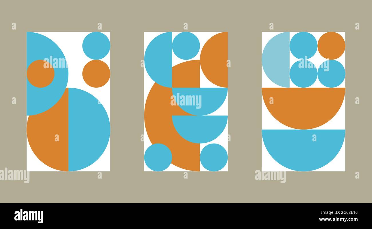 Set of patterns in Bauhaus style for interior posters. Swiss style ...