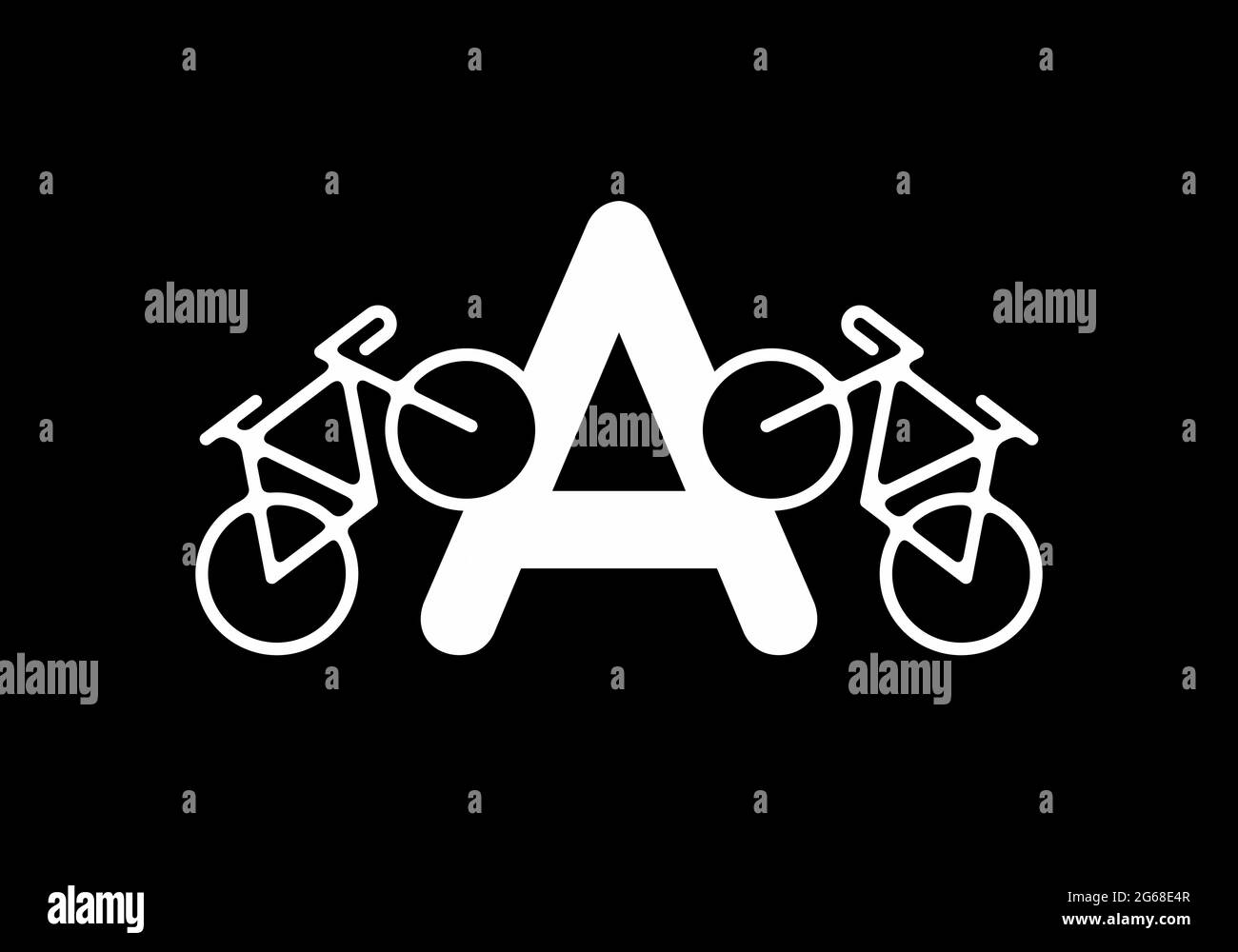 White black color of A initial letter with bicycle Stock Vector Image ...