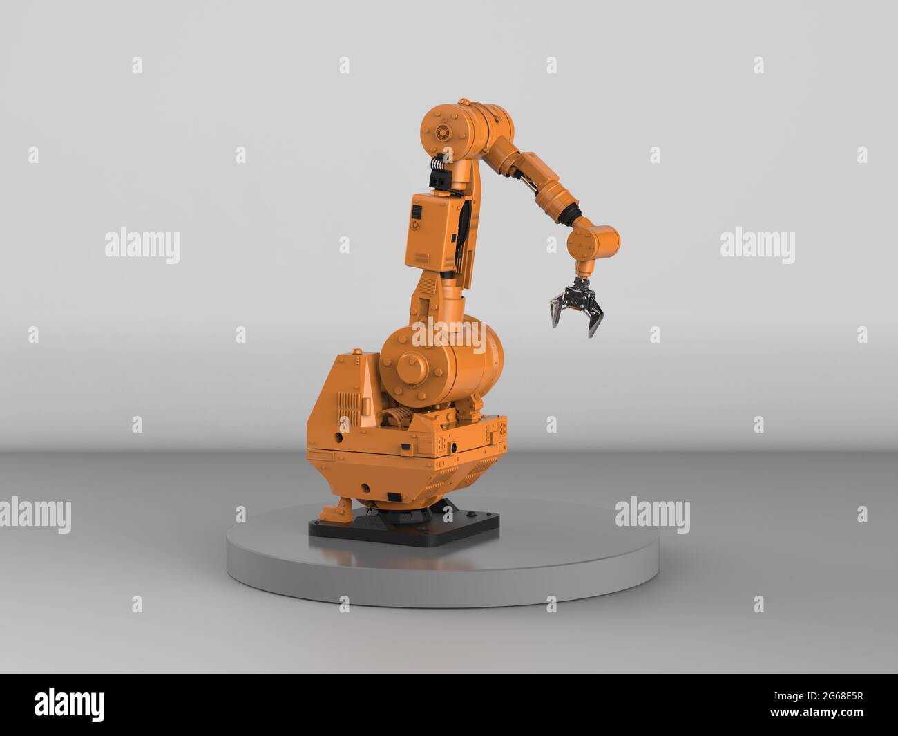 3d rendering robotic arm on grey background Stock Photo - Alamy