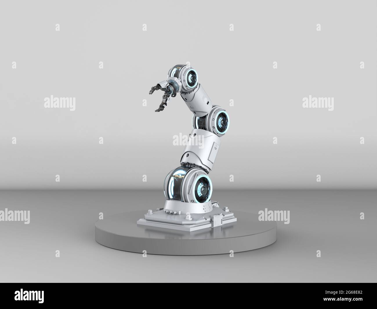 3d rendering robotic arm on grey background Stock Photo - Alamy