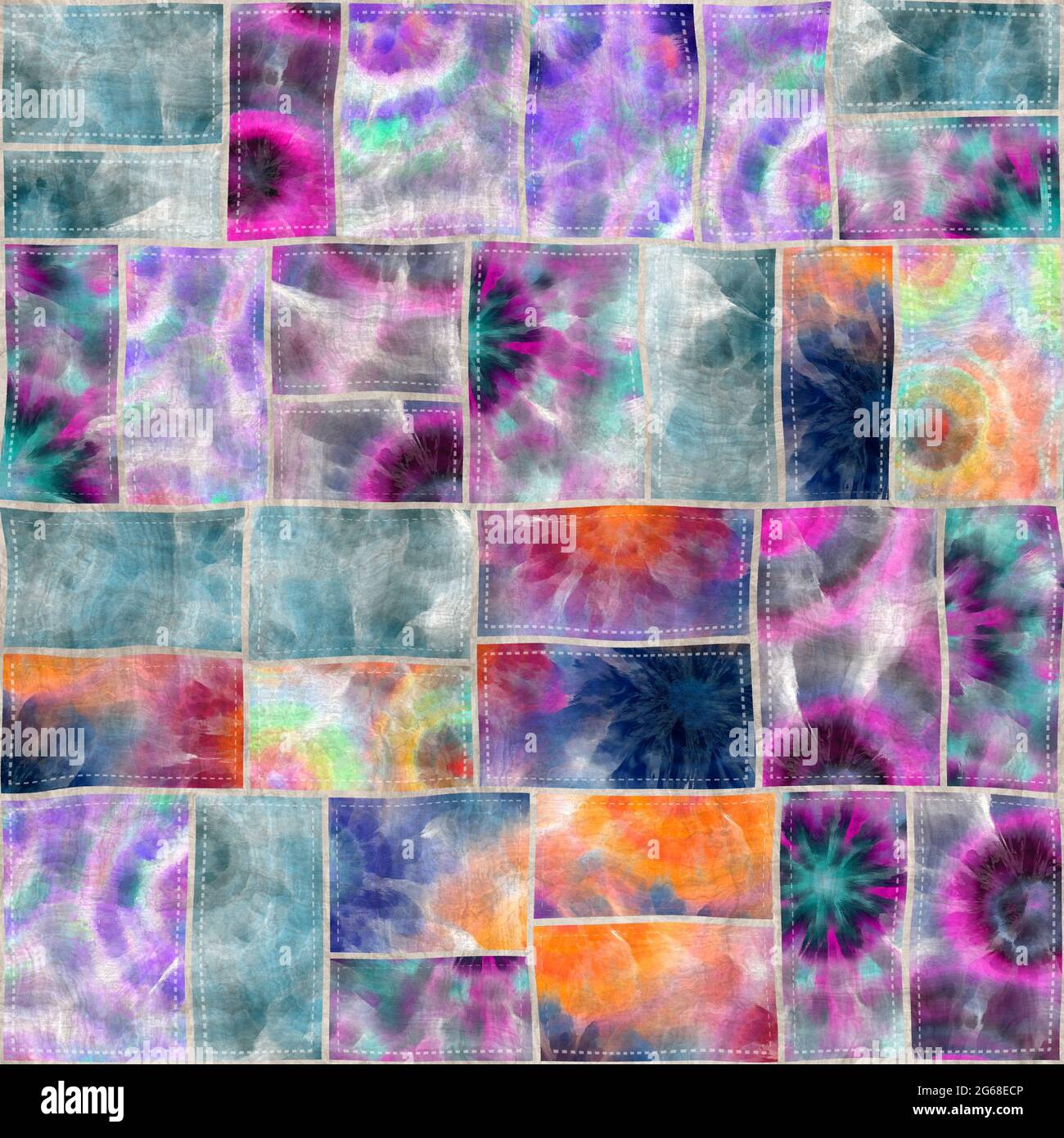 Seamless patchwork collage mix quilt pattern print Stock Photo - Alamy