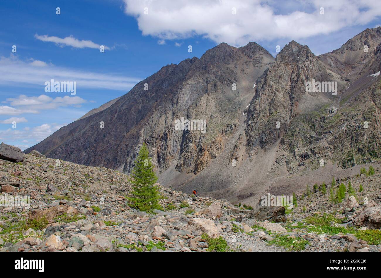 landscape mountains Altai glacier glacier Aktru with snow Stock Photo ...