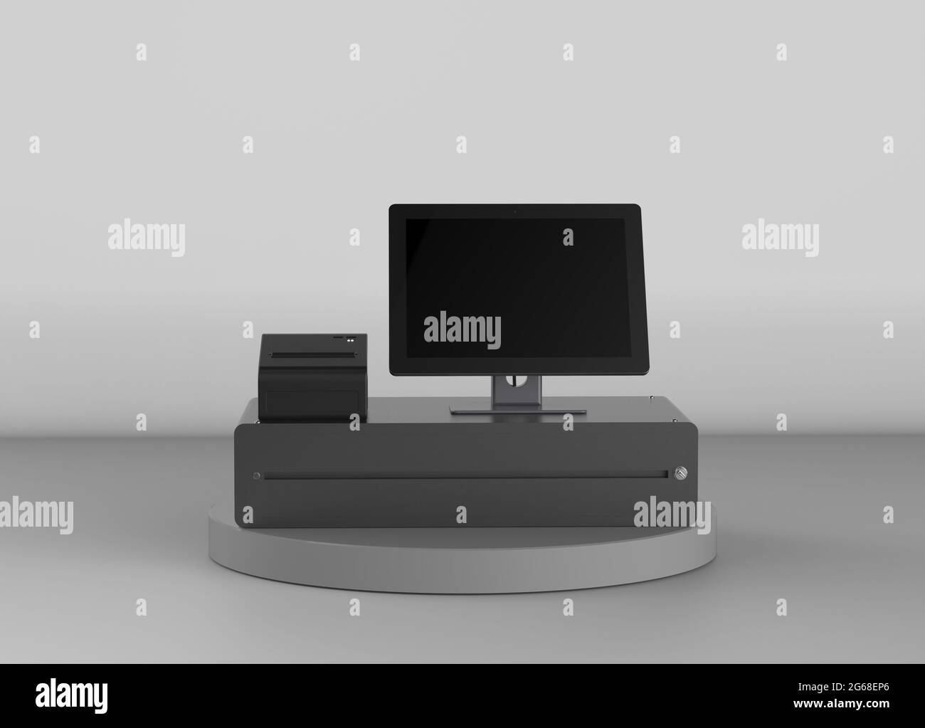 3d rendering empty screen cashier machine or cash register Stock Photo ...
