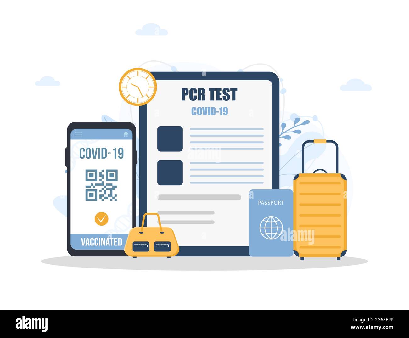 PCR test for travel. QR code with vaccine certificate. Check of safety ...