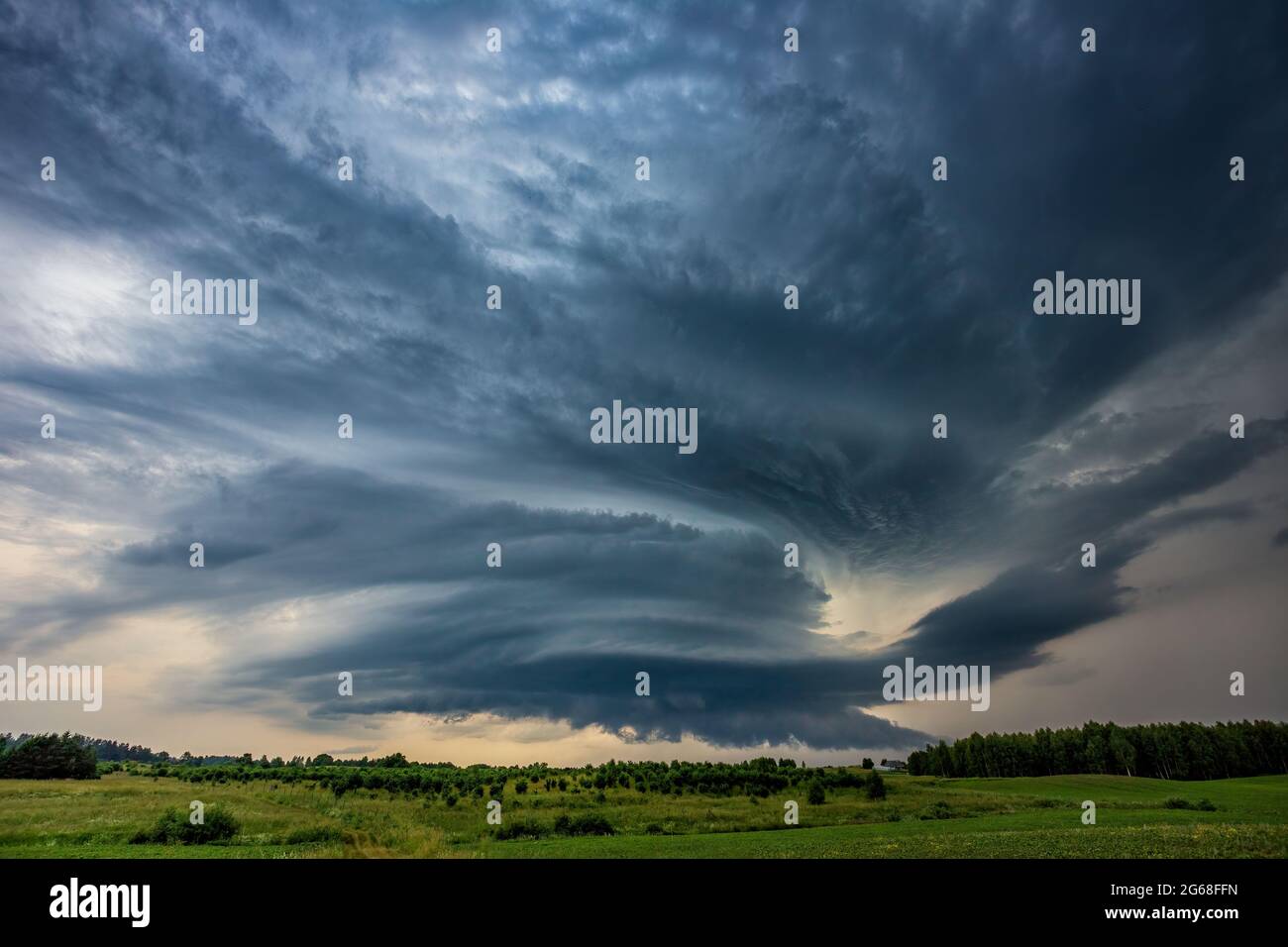 Supercell thunderstorm spinning, a giant vortex of clouds in Lithuania ...