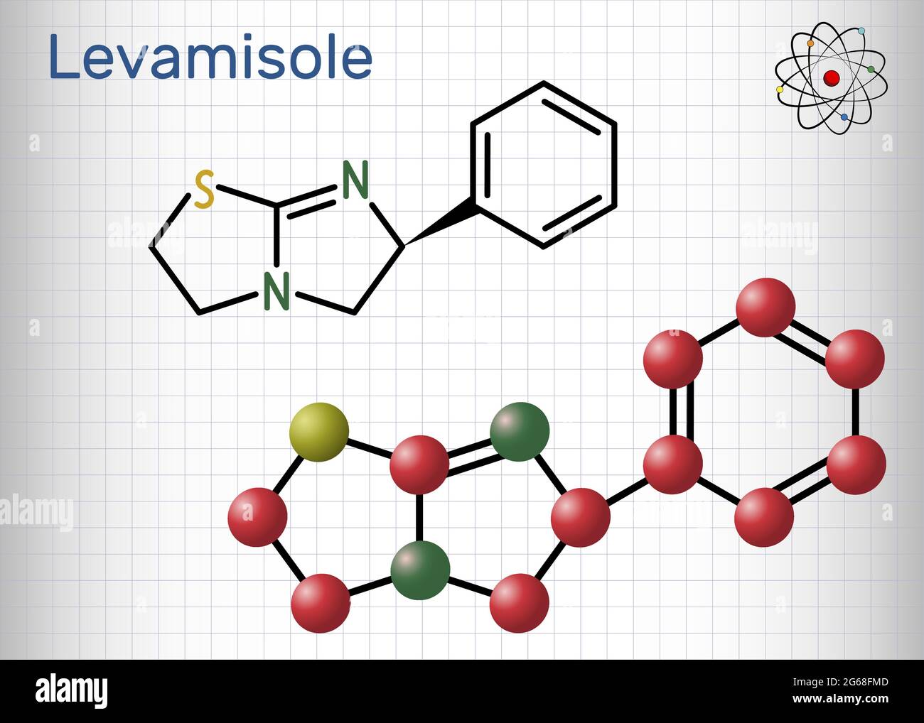Levamisole molecule. It is antihelminthic drug for the treatment of ...