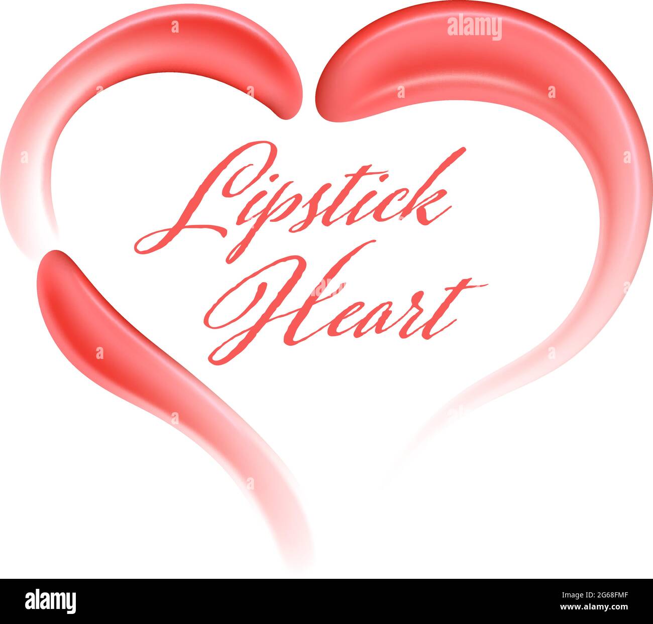 Pink heart of realistic vector cream or lipstick smears. Isolated on ...