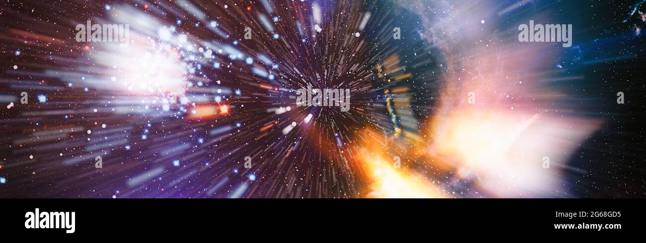 Panorama view warp space , Abstract of warp or hyperspace motion star ...