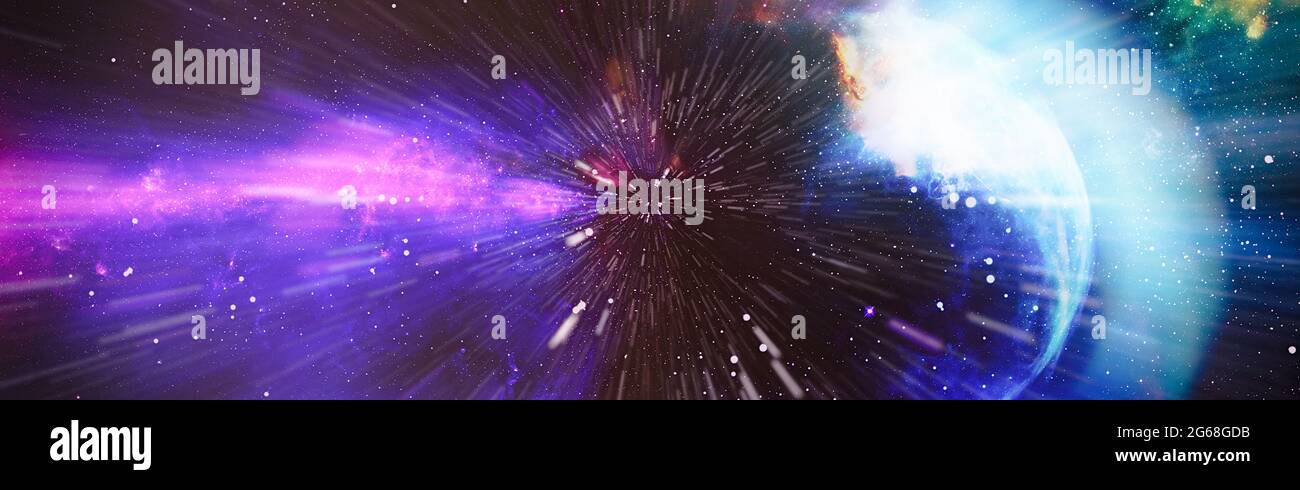 Panorama view warp space , Abstract of warp or hyperspace motion star ...