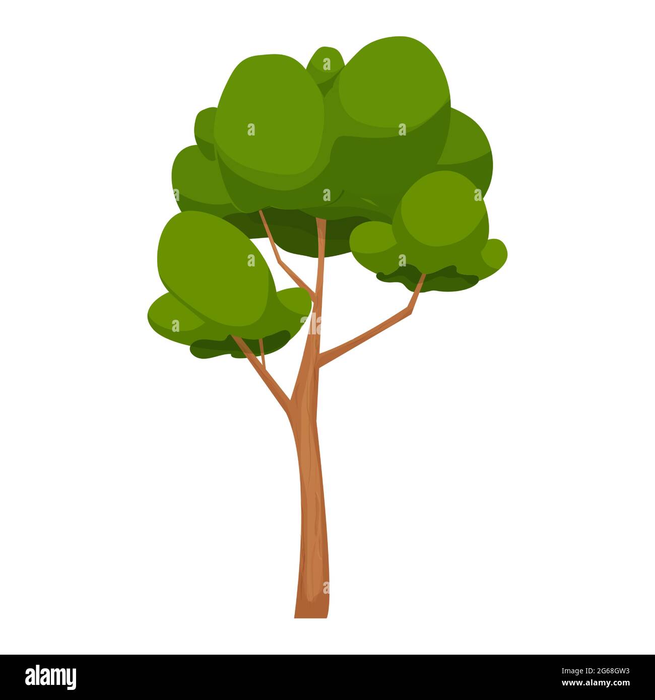 Forest comic tree, detailed and textured in cartoon style isolated on ...