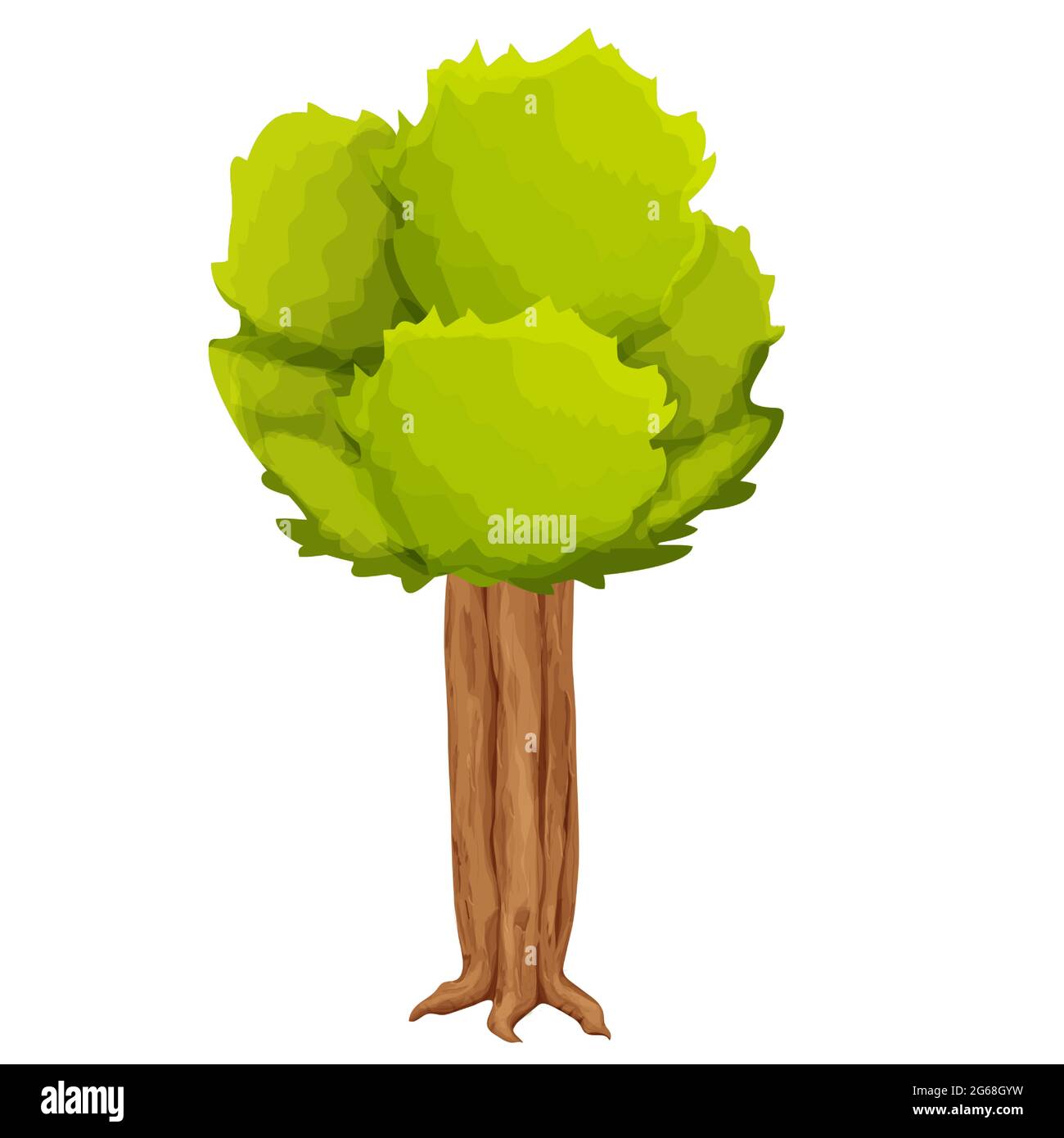 Forest comic tree, detailed and textured in cartoon style isolated on ...