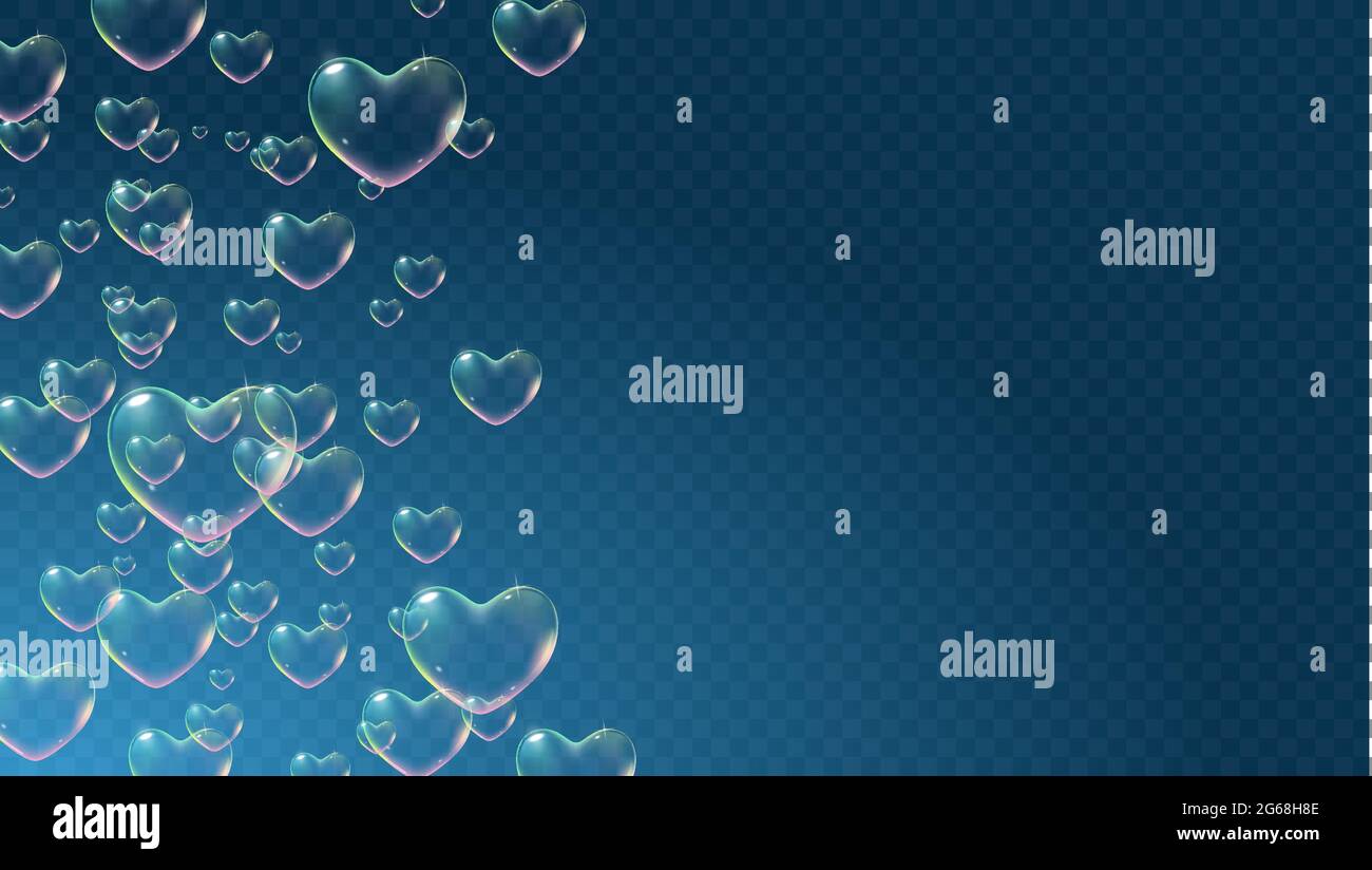 Dark transparent background with rainbow colored heart-shaped soap ...