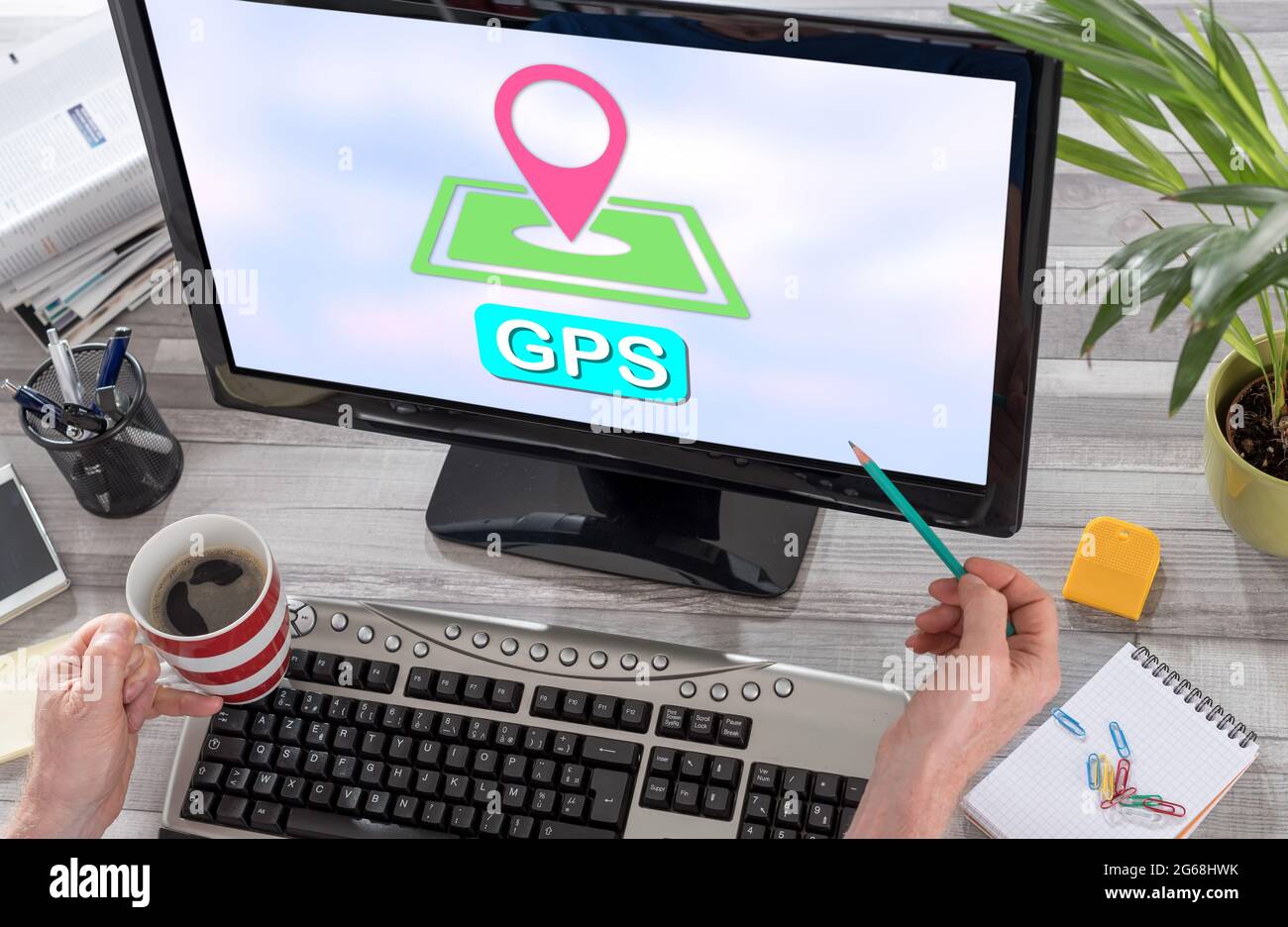 Gps tracking on computer hi-res stock photography and images - Alamy