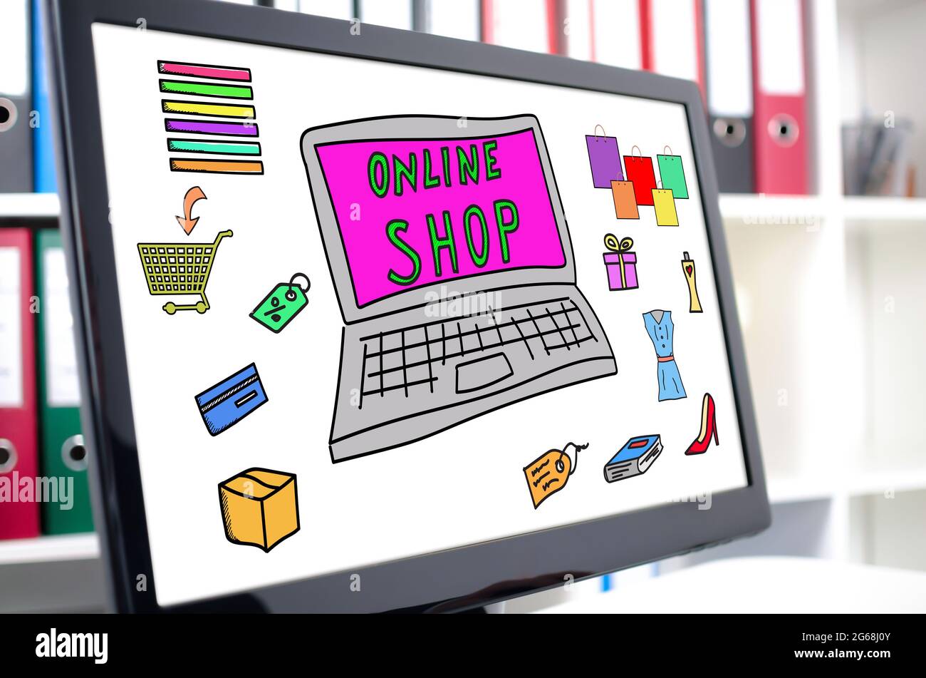 Online shop concept shown on a computer screen Stock Photo - Alamy