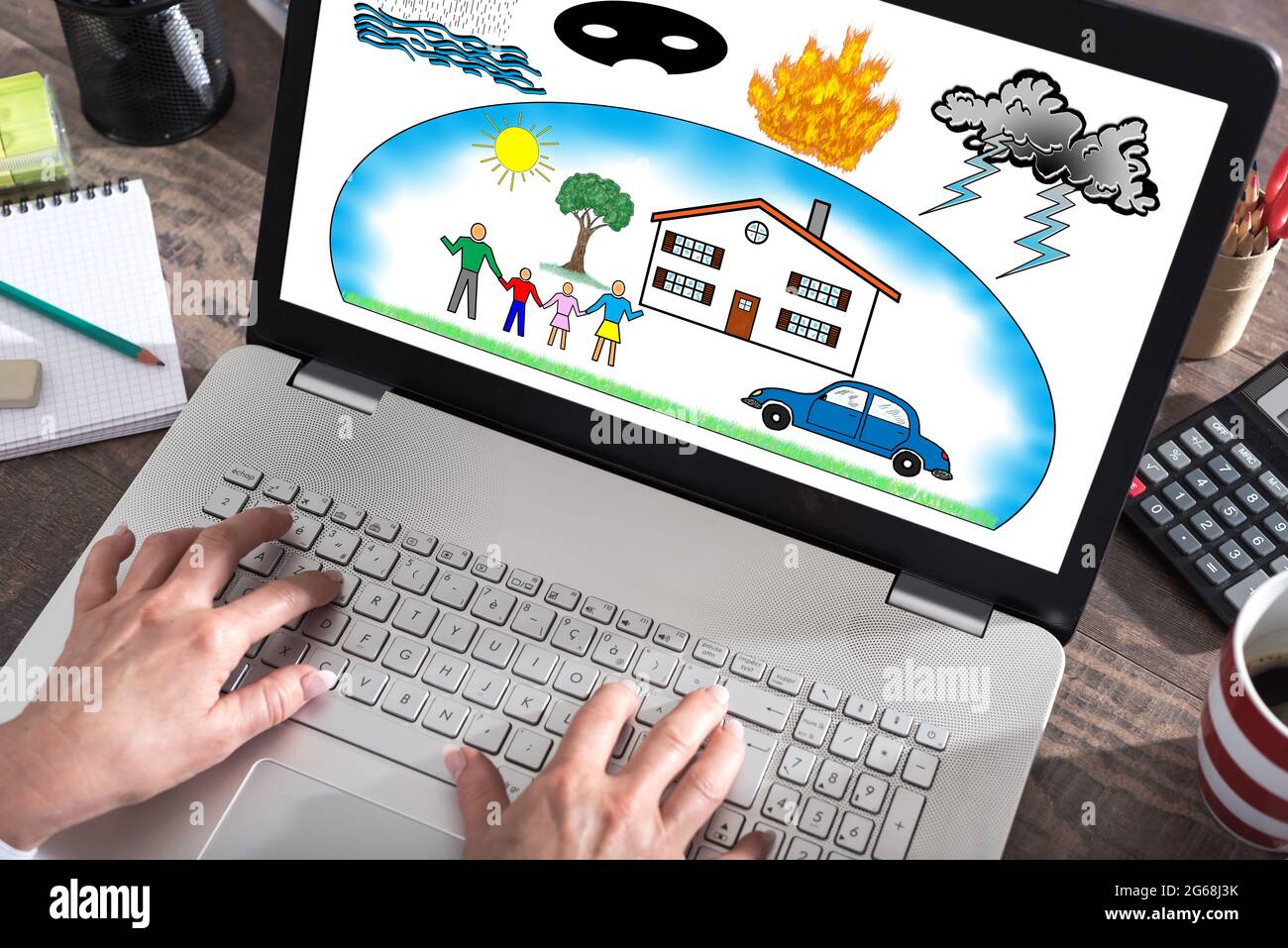 Protection against damage concept shown on a laptop screen Stock Photo ...