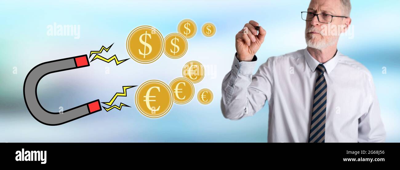 Money attraction concept drawn by a businessman Stock Photo - Alamy
