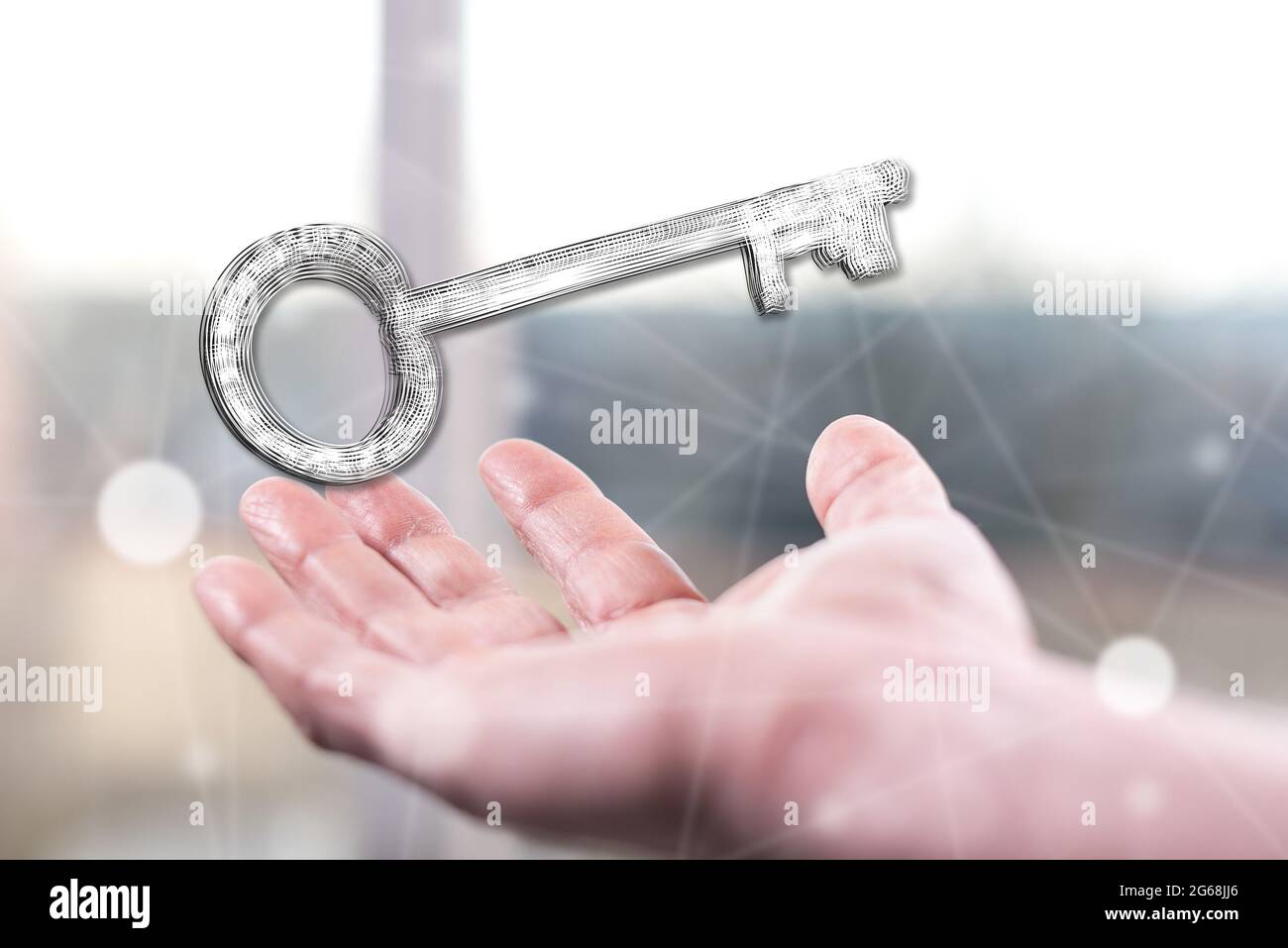 Solution concept above a hand of a man Stock Photo - Alamy