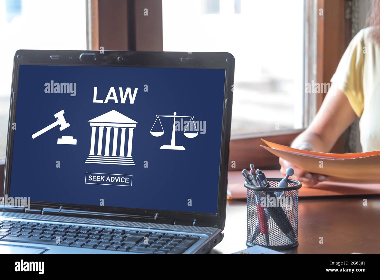 Laptop screen displaying a law concept Stock Photo - Alamy