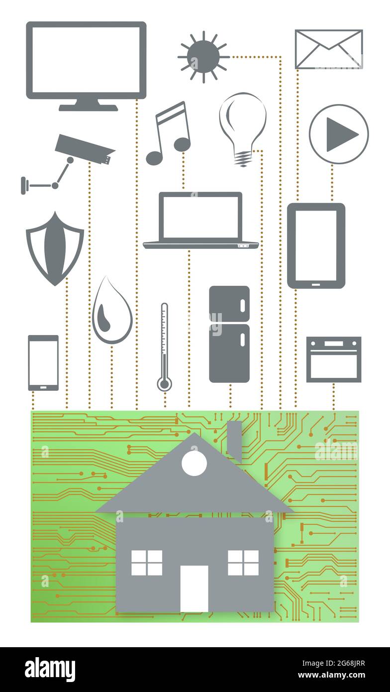 Home automation concept drawn on a white background Stock Photo - Alamy