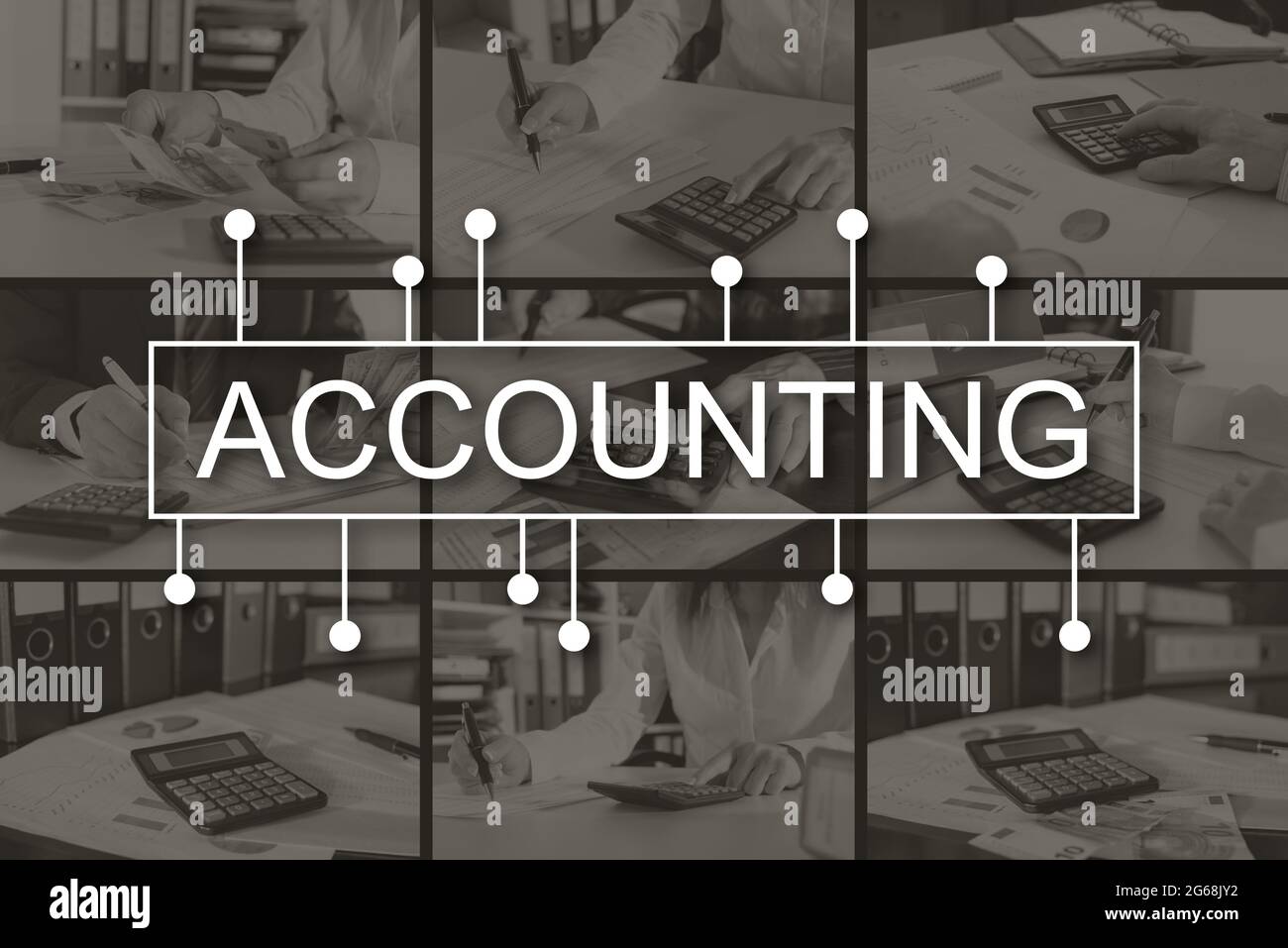 Accounting concept illustrated by pictures on background Stock Photo ...