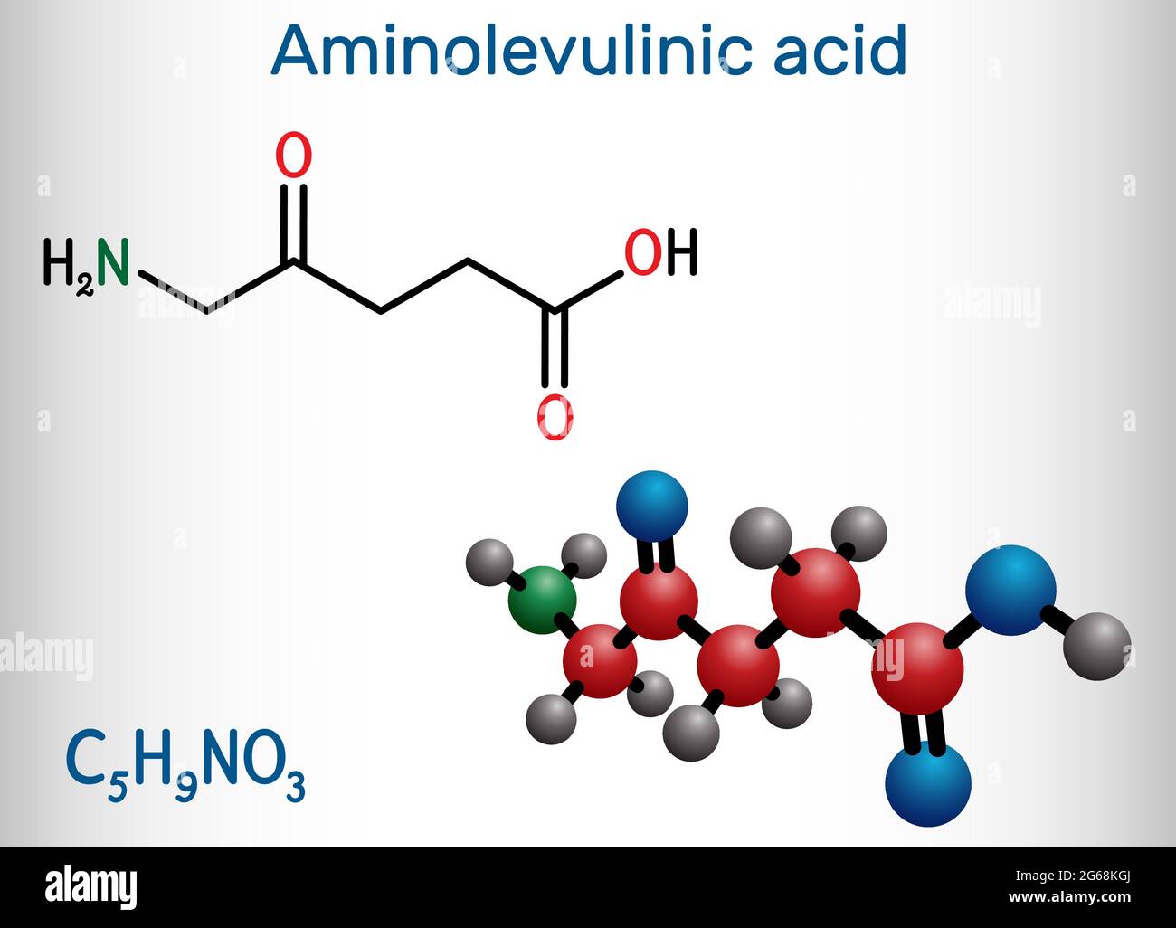 Aminolevulinic acid, δ-Aminolevulinic acid, dALA, δ-ALA, 5ALA molecule ...