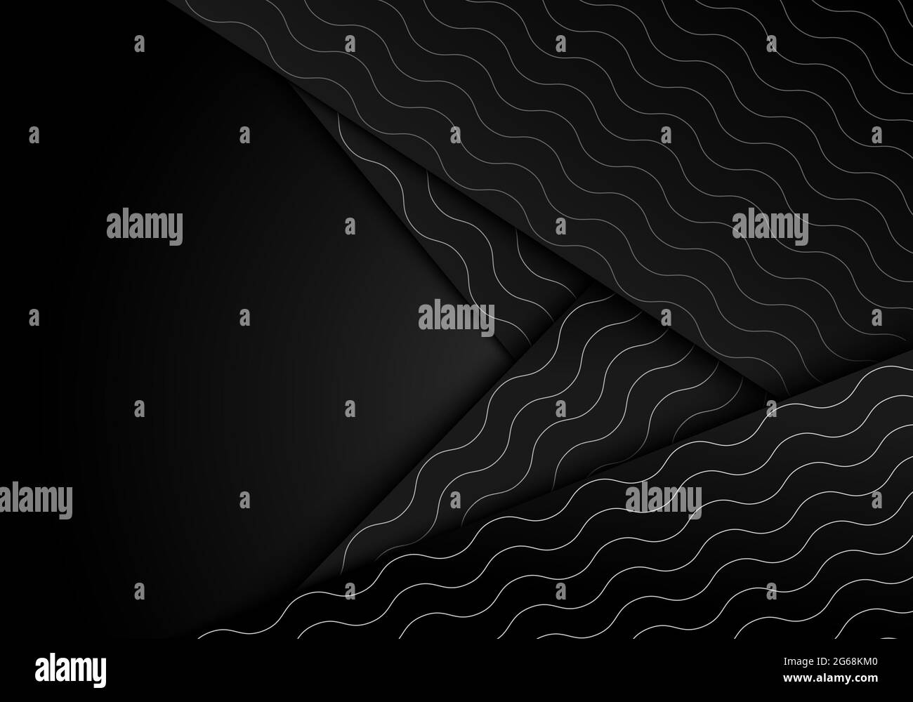 Abstract white wave lines pattern on black stripes overlapping layer on ...