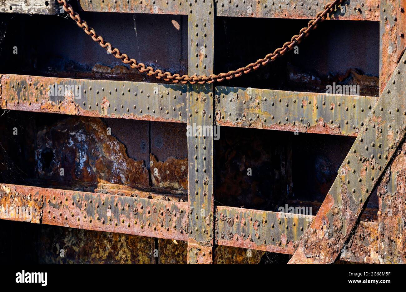 Close up of a rusted metal port gate Stock Photo - Alamy
